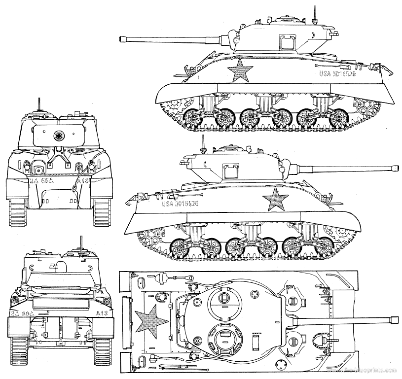 Sherman 76w Hvss Blueprints Blueprint Blueprintbox 1944 Plans Tanks ...